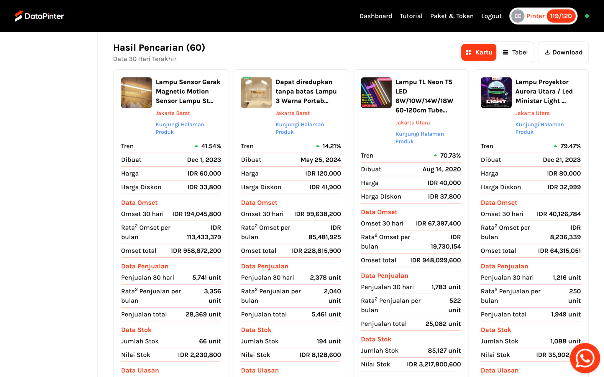 Tools Riset Produk Terlaris di Shopee Tiktok No.1 - DataPinter
