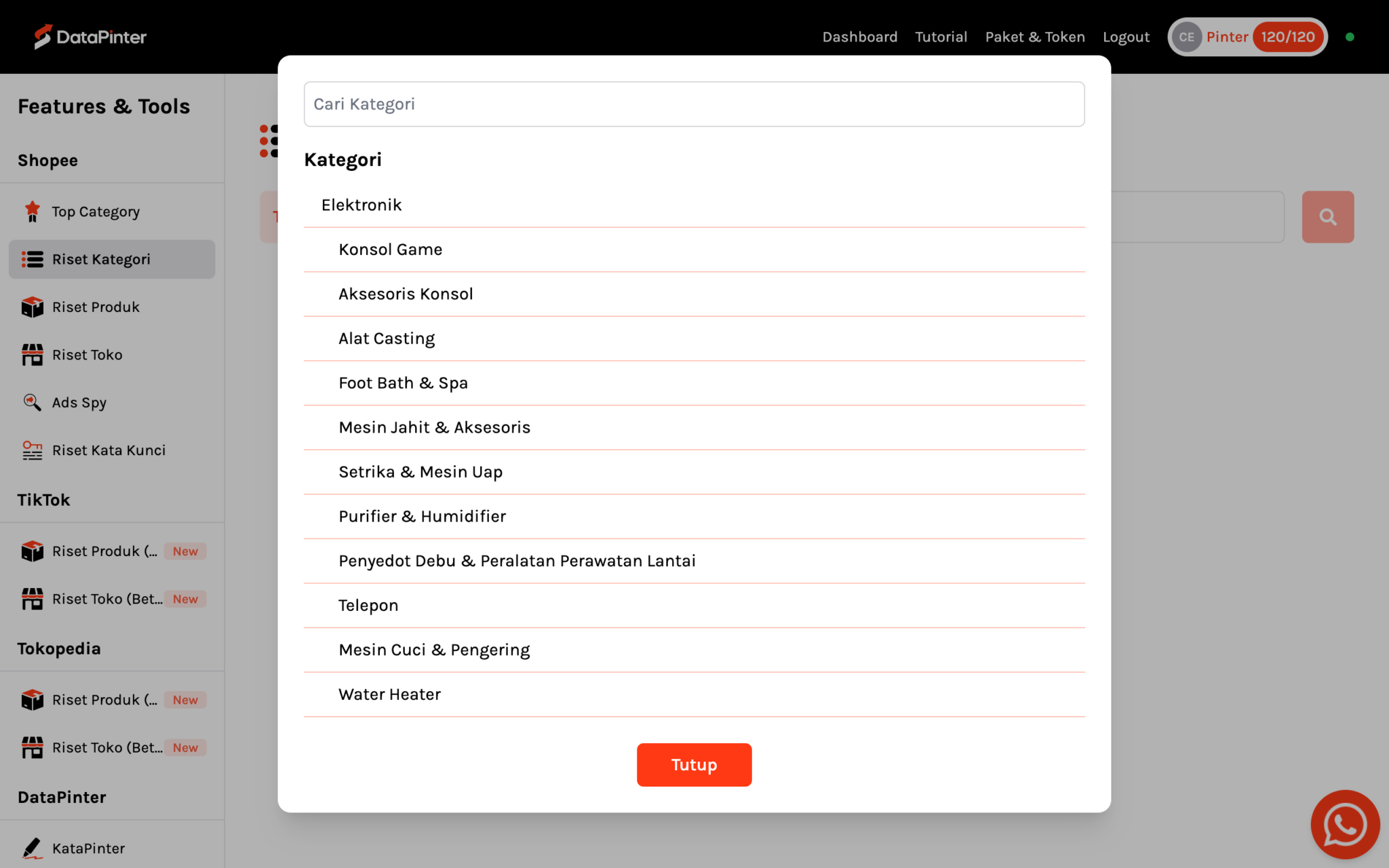 Tools Riset Produk Terlaris di Shopee Tiktok No.1 - DataPinter