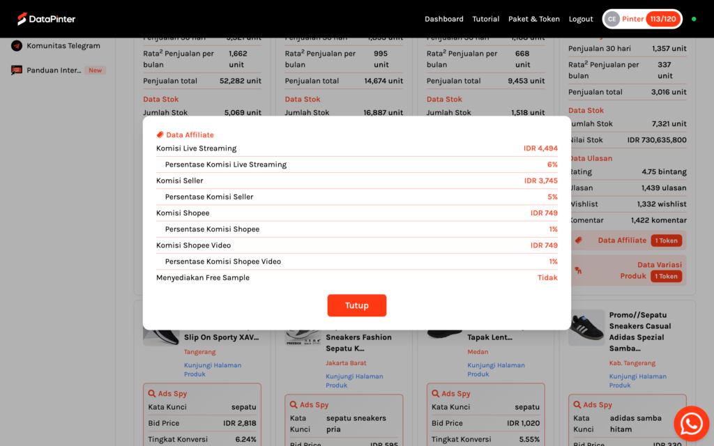 Tools Riset Produk Terlaris di Shopee Tiktok No.1 - DataPinter