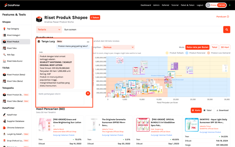 Tools Riset Produk Terlaris di Shopee Tiktok No.1 - DataPinter